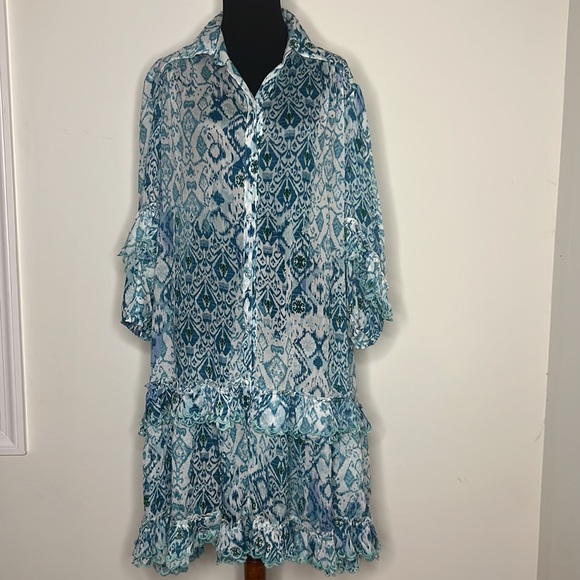 Miss June | Dresses | Miss June Paris Green Floral Ruffle Oversized ...